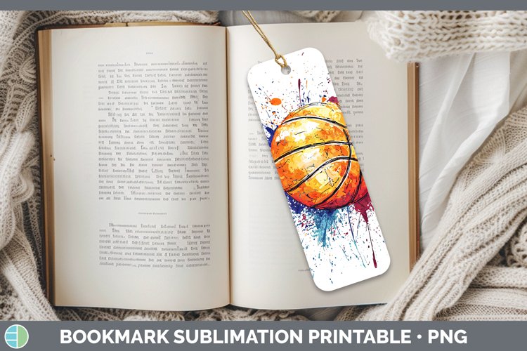 Watercolor Splash Toy Basketball Bookmark Sublimation Printa