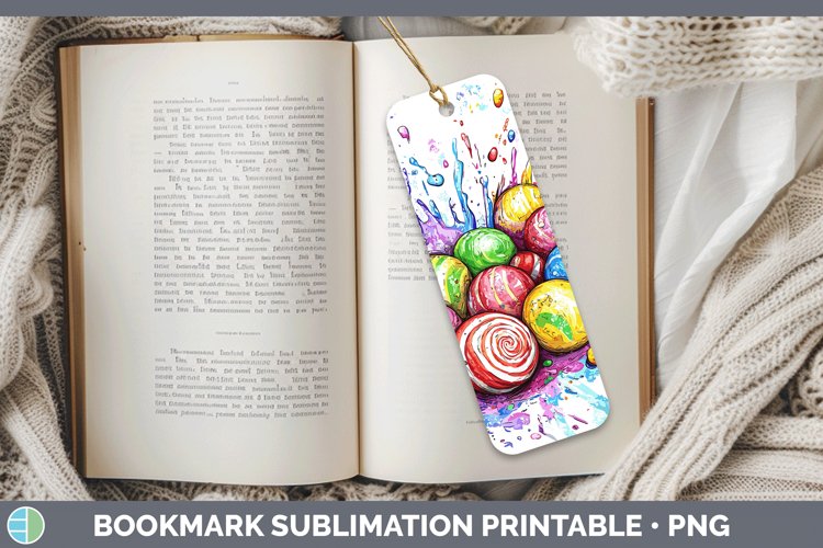 Watercolor Splash Toy Candy Bookmark Sublimation Printable D