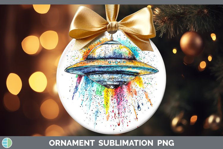 Watercolor Splash Toy Flying Saucer Ornament Sublimation Bau