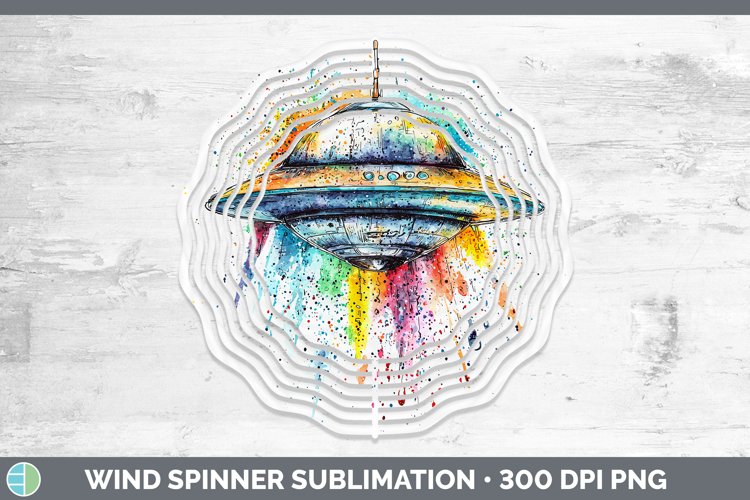 Watercolor Splash Toy Flying Saucer Wind Spinner Sublimation