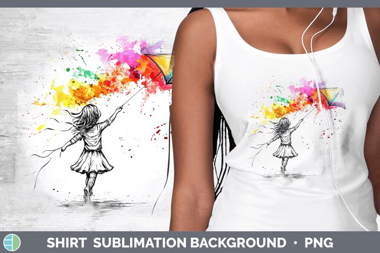 Watercolor Splash Toy Kite Shirt Sublimation Sublimation Bac