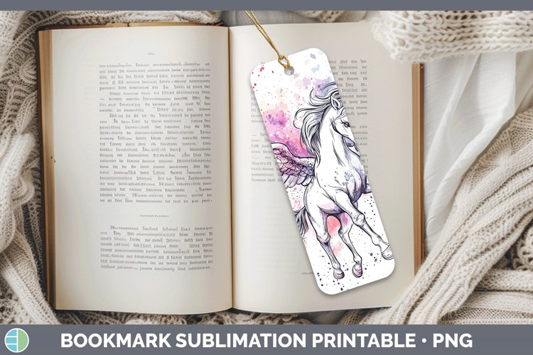 Watercolor Splash Toy Pegasus Bookmark Sublimation Printable