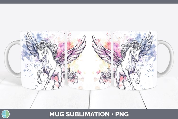 Watercolor Splash Toy Pegasus Mug Wrap Sublimation Coffee Cu