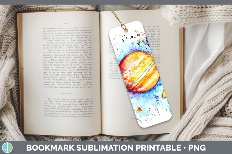 Watercolor Splash Toy Planets Bookmark Sublimation Printable