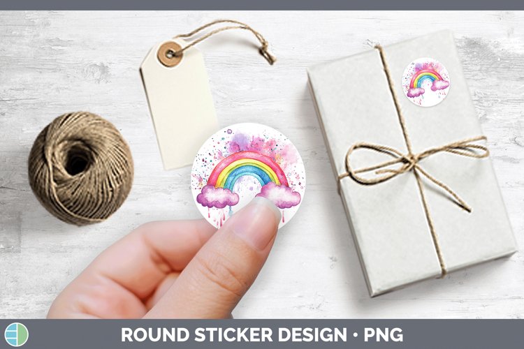 Watercolor Splash Toy Rainbow Stickers | Round Labels Design