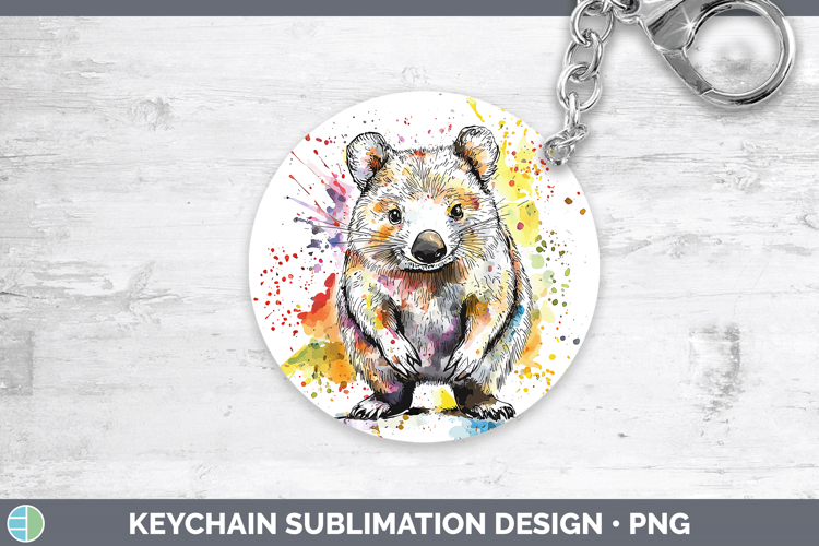 Watercolor Splash Wombat Keychain Sublimation Keyring Design