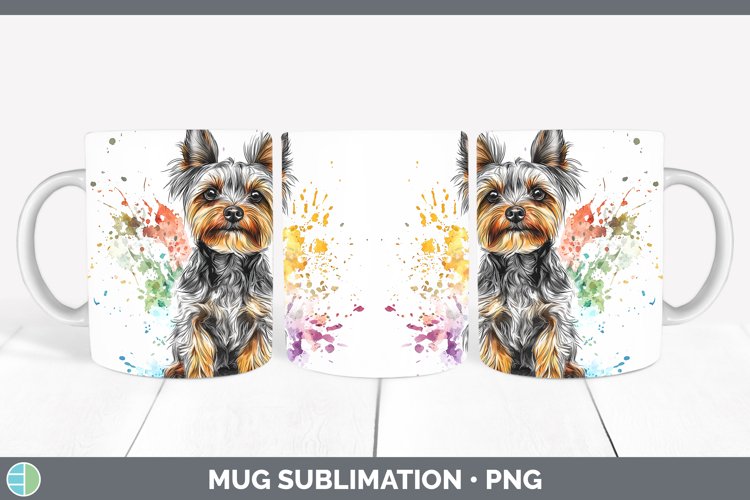 Watercolor Splash Yorkshire Terrier Mug Wrap Sublimation Cof