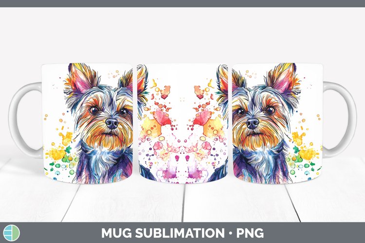 Watercolor Splash Yorkshire Terrier Mug Wrap Sublimation Cof