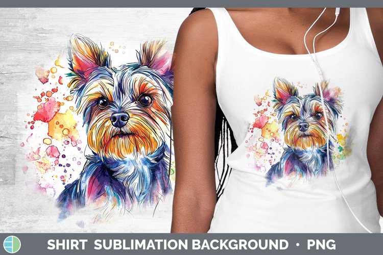 Watercolor Splash Yorkshire Terrier Shirt Sublimation Sublim