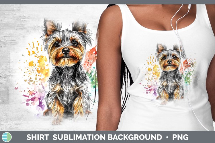 Watercolor Splash Yorkshire Terrier Shirt Sublimation Sublim