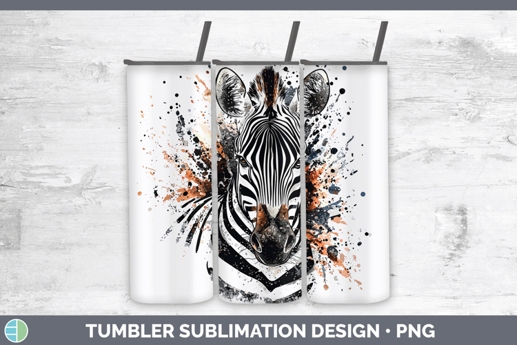 Watercolor Splash Zebra Tumbler Sublimation 20 oz Skinny Tum