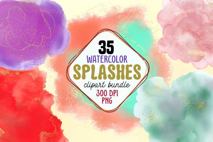 Watercolor Splashes Clipart Bundle