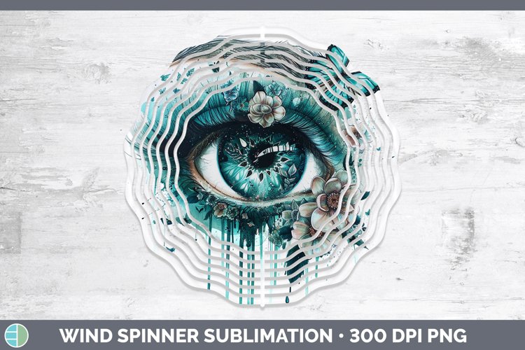 Watercolor Teal Eye Wind Spinner Sublimation Spinner Designs