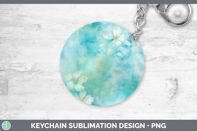 Watercolor Teal Keychain Sublimation Keyring Designs