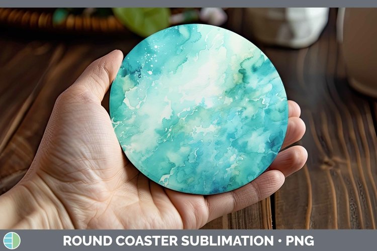 Watercolor Teal Round Coaster Sublimation Coaster Designs
