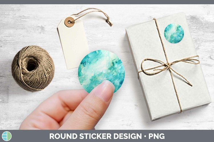Watercolor Teal Stickers | Round Labels Designs