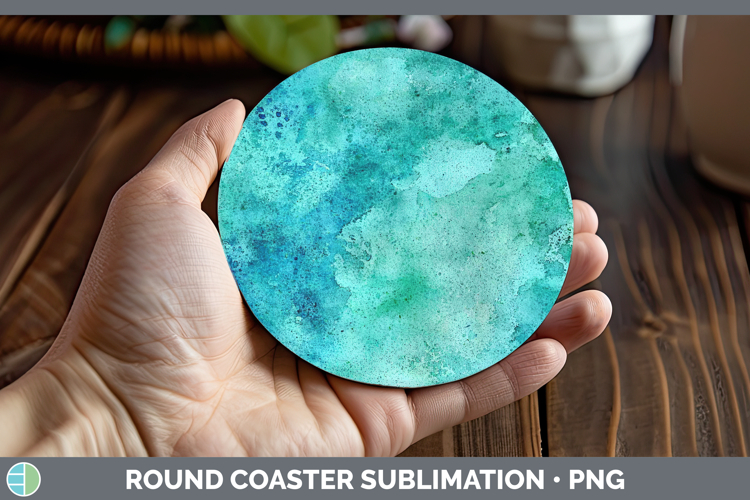 Watercolor Turquoise Round Coaster Sublimation Coaster Desig