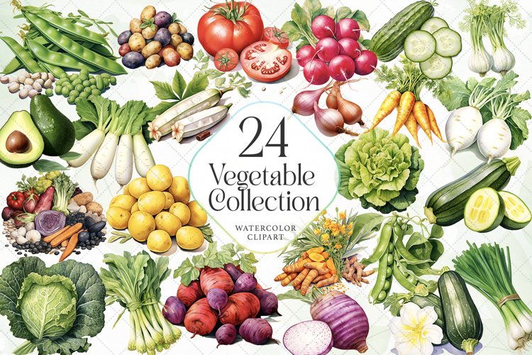 Watercolor Vegetable Collection Clipart (2747314)