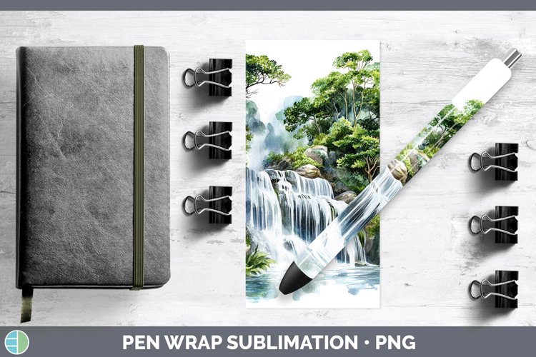 Watercolor Waterfall Pen Wrap Sublimation Pen Designs