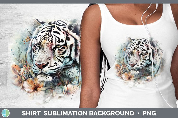Watercolor White Tiger Shirt Sublimation Sublimation Backgro