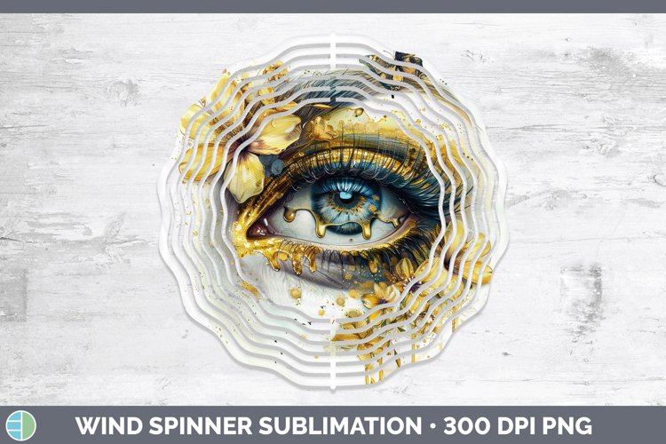 Watercolor Yellow Eye Wind Spinner Sublimation Spinner Desig