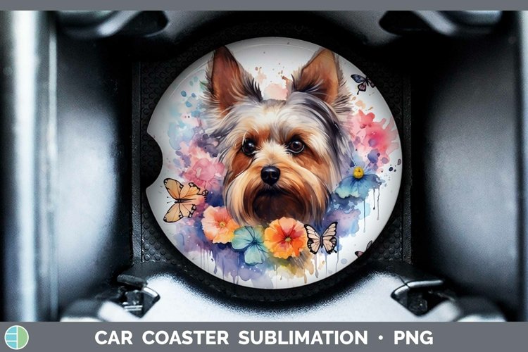 Watercolor Yorkshire Terrier Car Coaster Sublimation Coaster