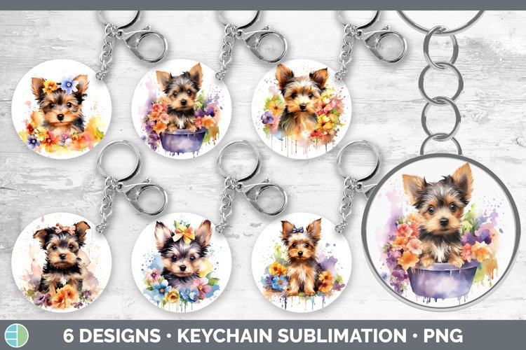 Watercolor Yorkshire Terrier Dog Keychain | Sublimation Keyr