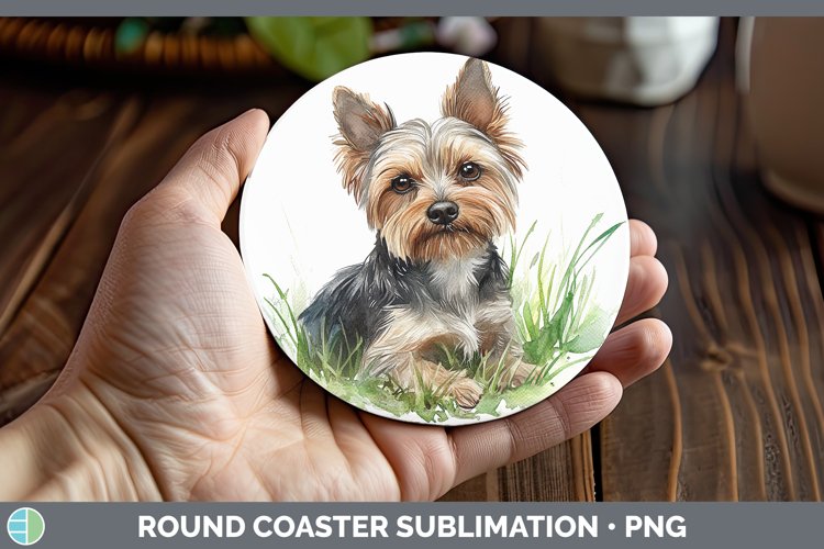 Watercolor Yorkshire Terrier Round Coaster Sublimation Coast