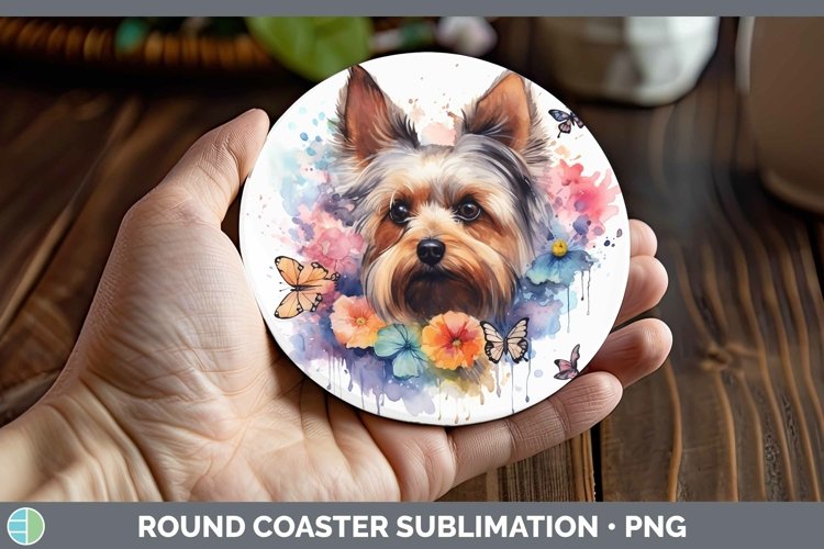 Watercolor Yorkshire Terrier Round Coaster Sublimation Coast