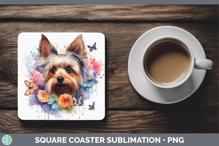 Watercolor Yorkshire Terrier Square Coaster Sublimation Coas
