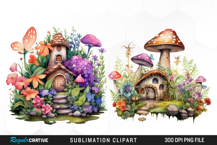 Watercolor Fairy Garden Exquisite Clipart