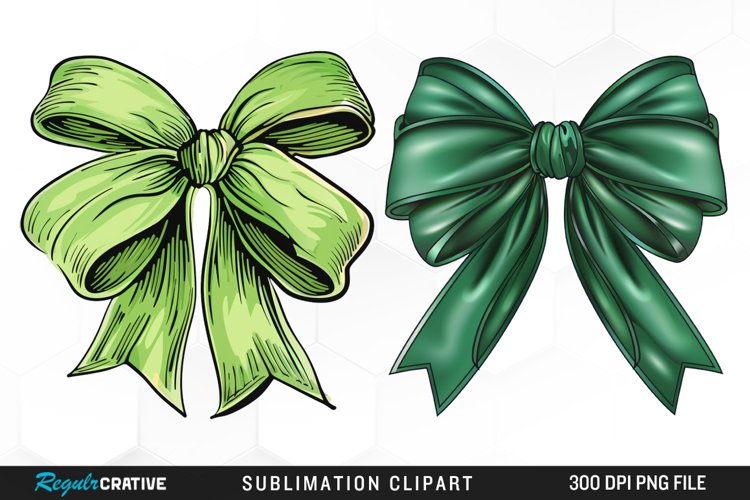 Watercolor Green Bow Illustration Clipart