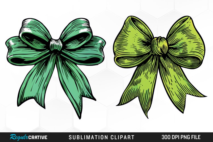 Watercolor Green Bow Illustration Clipart