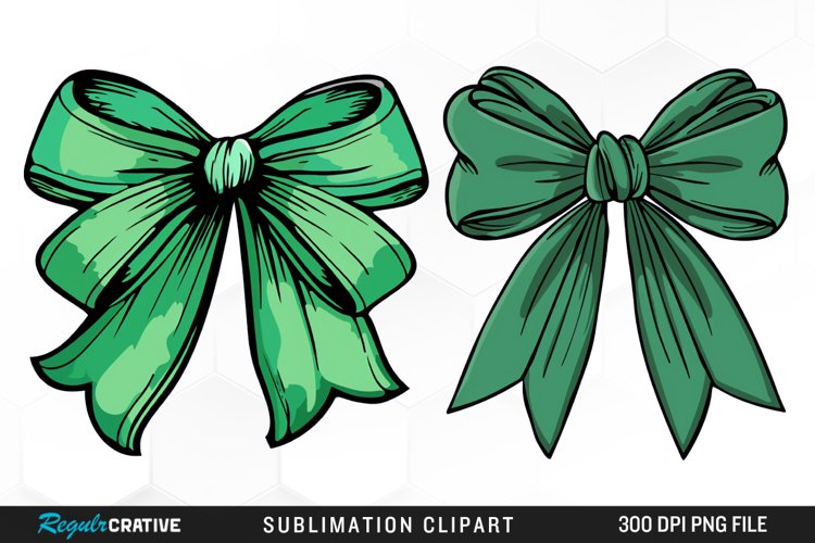 Watercolor Green Bow Illustration Clipart
