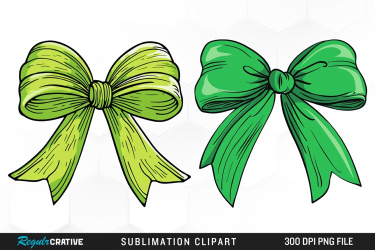 Watercolor Green Bow Illustration Clipart