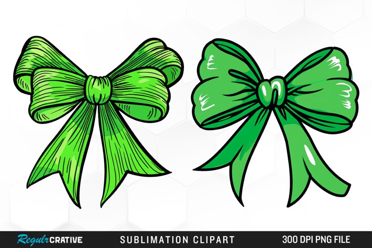 Watercolor Green Bow Illustration Clipart