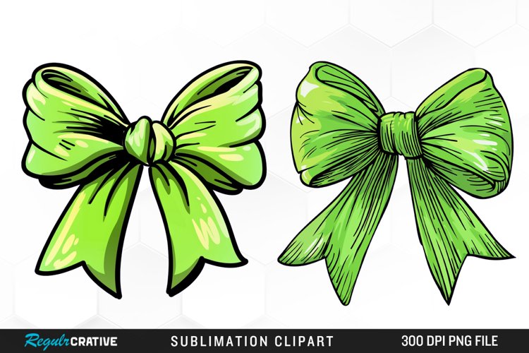 Watercolor Green Bow Illustration Clipart
