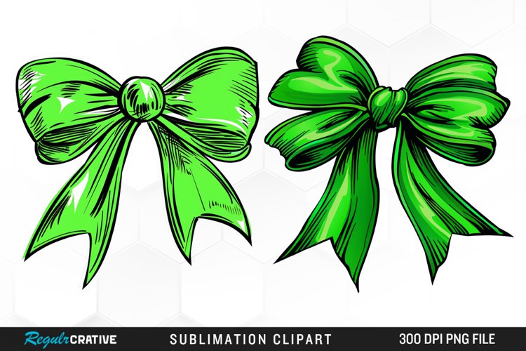 Watercolor Green Bow Illustration Clipart