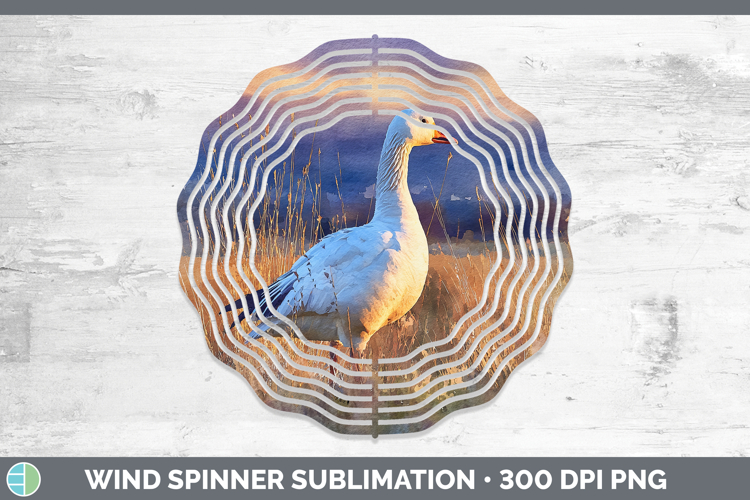 Snow Goose Waterfowl Sunset Wind Spinner Sublimation Design