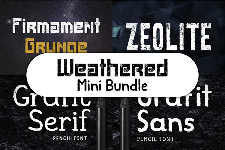 Weathered Bundle of 4 Handmade and Textured Fonts