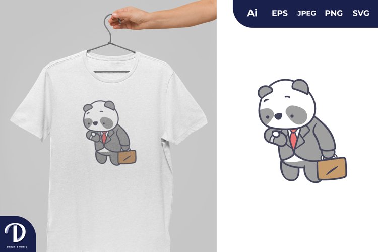Humanized Panda Ready to Work Illustration