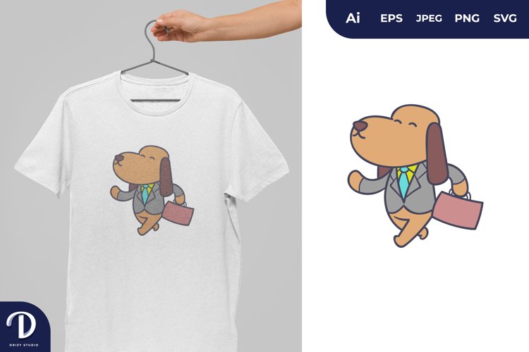 Humanized Dog Ready to Work Illustration