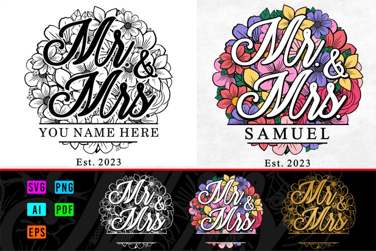 Wedding Split Monogram SVG, Mr and Mrs SVG, Wedding Sign SVG