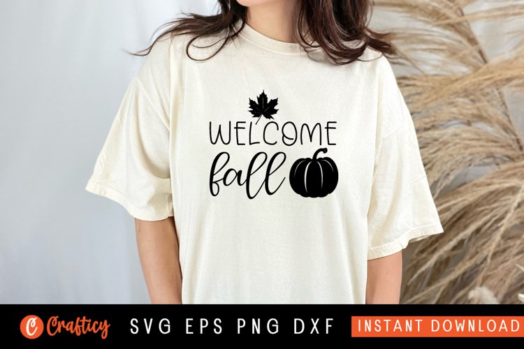 Welcome fall SVG Design,Autumn Leaves Pumpkin SVG
