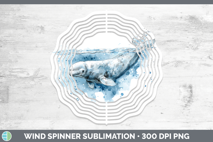 Beluga Whale Whales Sketch Wind Spinner Sublimation Design