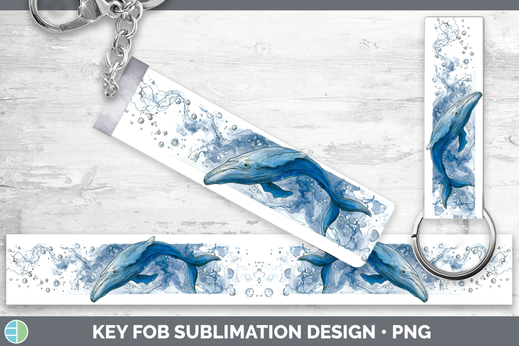 Fin Whale Whales Sketch Key Fob Sublimation Design
