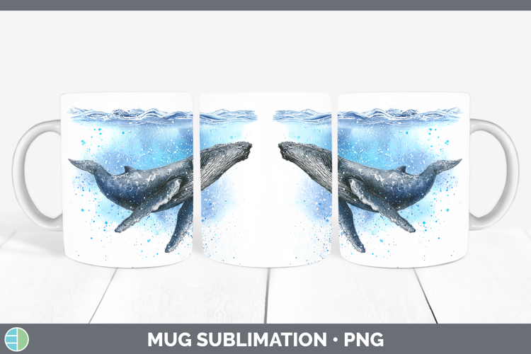 Humpback Whale Whales Sketch Mug Wrap Sublimation Design