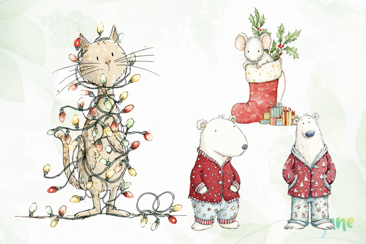 Whimsical Christmas Animals Clipart (6366067)