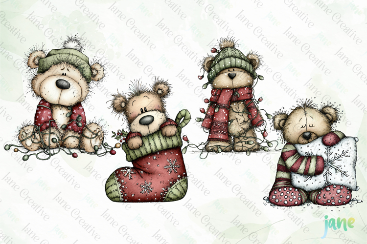 Whimsical Christmas Bears Clipart (6377795)