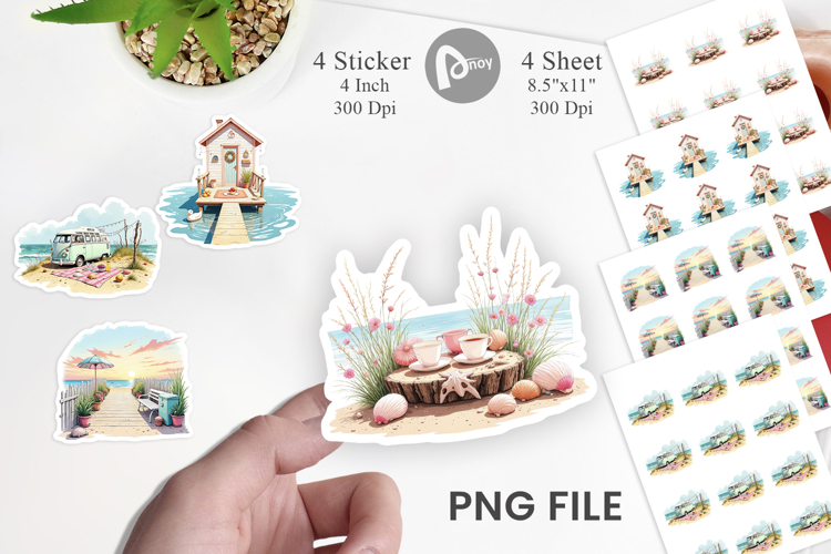 Whimsical Coastal Escape Sticker (5684610)